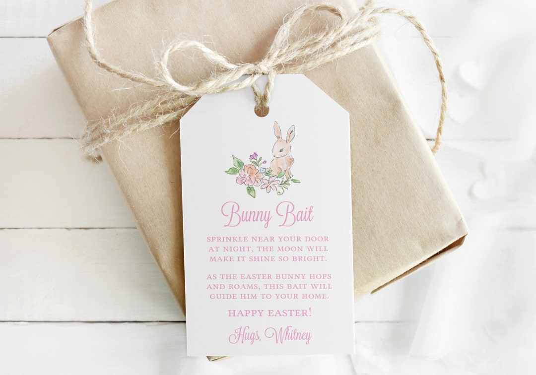 Easter Bunny Bait Gift Tag Printable, Bunny Bait Favor Tag, Bunny Bait ...