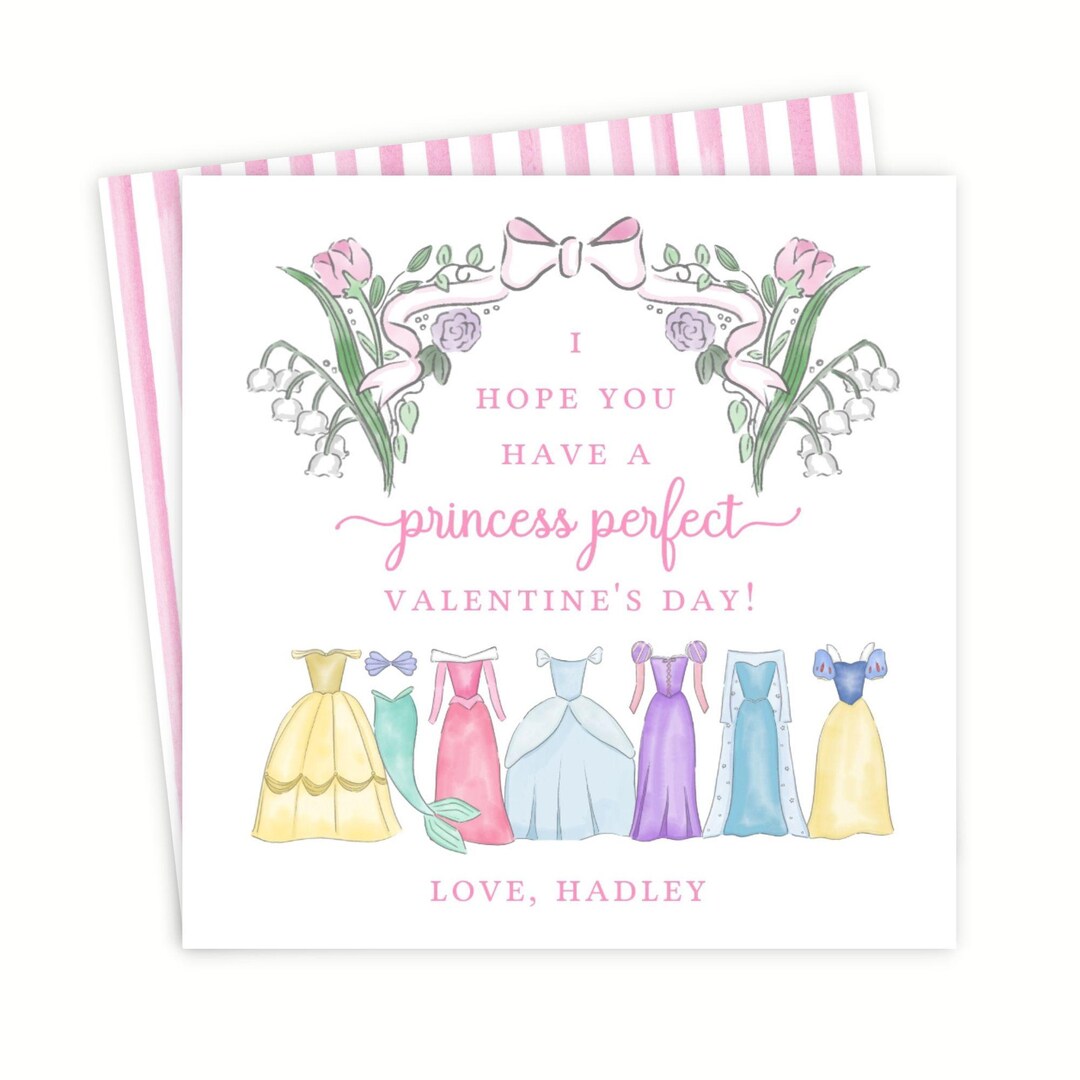 Princess Valentine Cards | Printable Valentine Tags for Girls | School ...