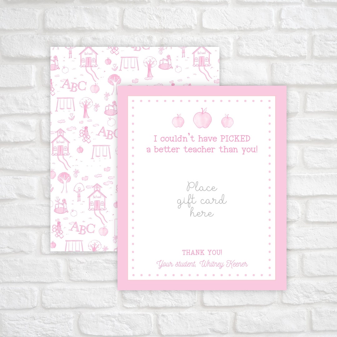 Teacher Gift Card Holder Printable, Teacher Appreciation Gift Tag ...