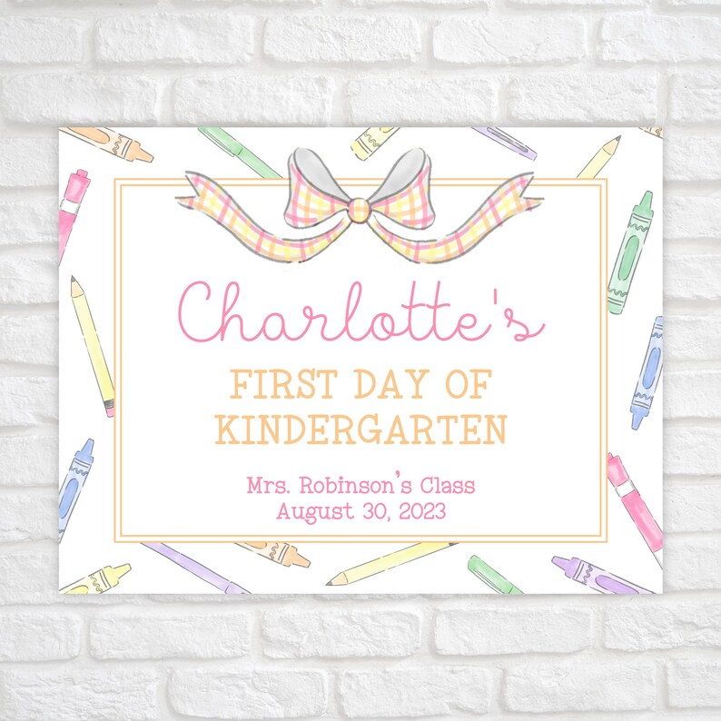 First and Last Day of School Sign Printable Crayon 1st Day of - Etsy
