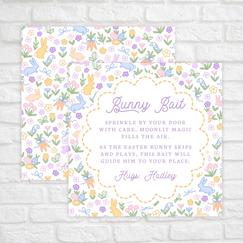 Easter Bunny Bait Tag, Printable Easter Gift Tag, Watercolor Easter ...