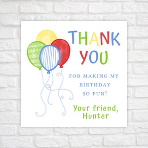 Balloon Thank You Tag, Birthday Party Favor Tags, Balloon Favor Tag ...