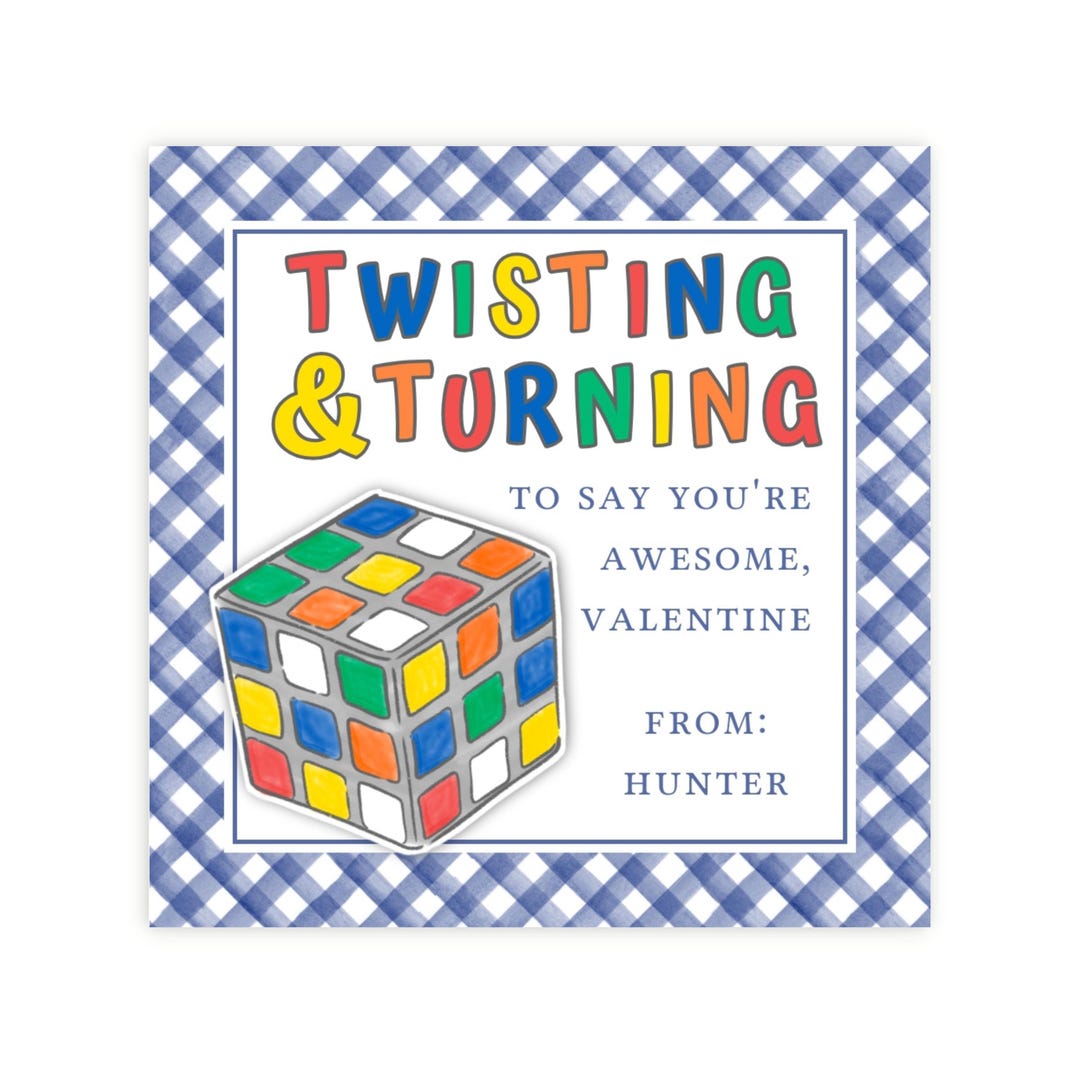 Printable Valentines Day Cards for Kids, Rubix Cube Valentine Tag ...