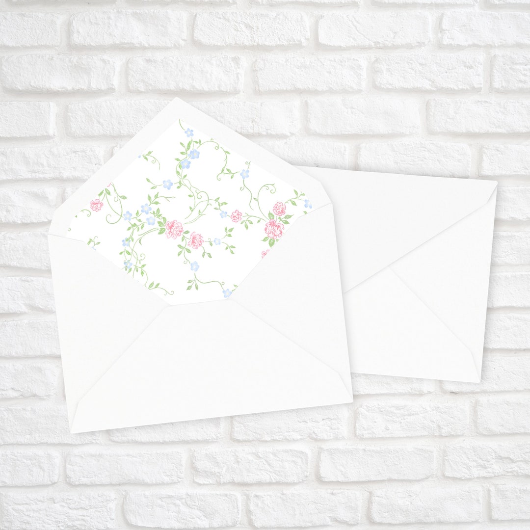 Printable Envelope Liners, Floral Vines Envelope Liner, Watercolor A7 ...