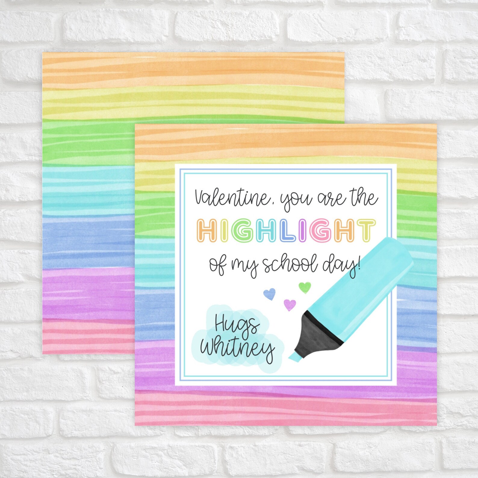 Printable Valentine Cards for Kids, Highlighter Valentine Gift Tag ...