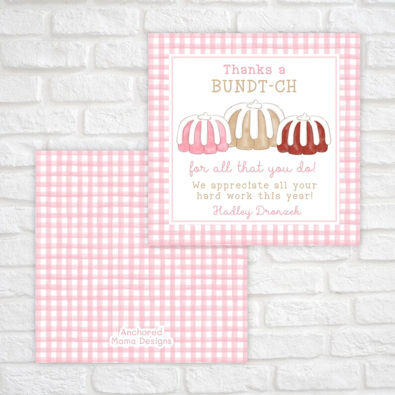 Printable Teacher Appreciation Gift Tag Bundt Cake Gift Tag - Etsy