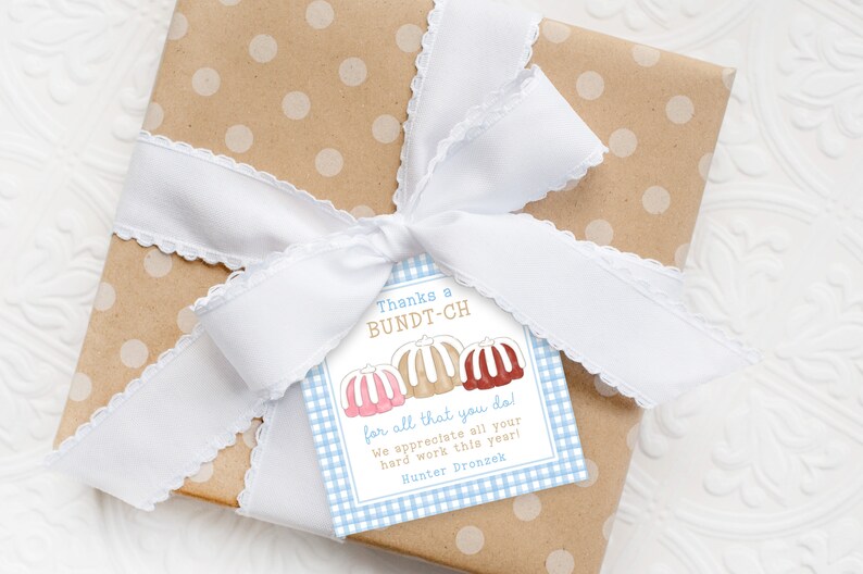 Printable Teacher Appreciation Gift Tag, Bundt Cake Gift Tag, Thanks a ...
