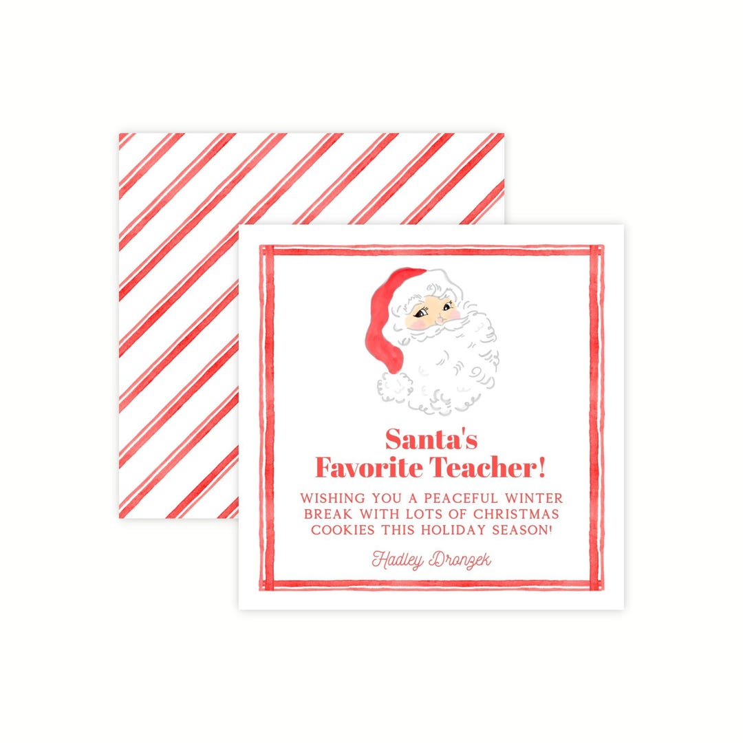 Santa's Favorite Teacher, Printable Christmas Tags Teachers ...