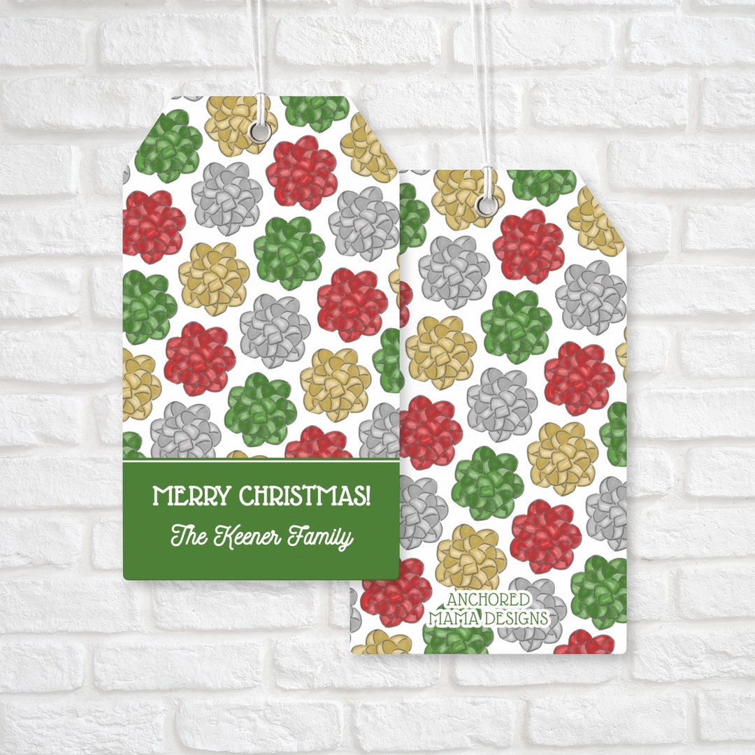 Christmas Gift Tags Printable, Package Bow Gift Tag, Watercolor Gift ...