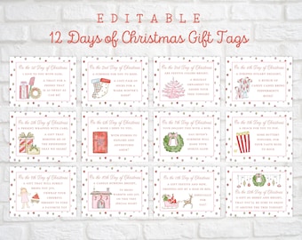12 Days of Christmas Teacher Gift Tags Teacher (Download Now) - Etsy