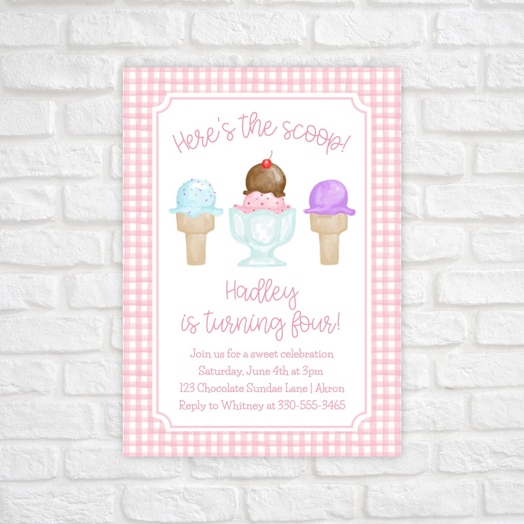 Ice Cream Birthday Invitation, Ice Cream Party Invitation, Here's the ...