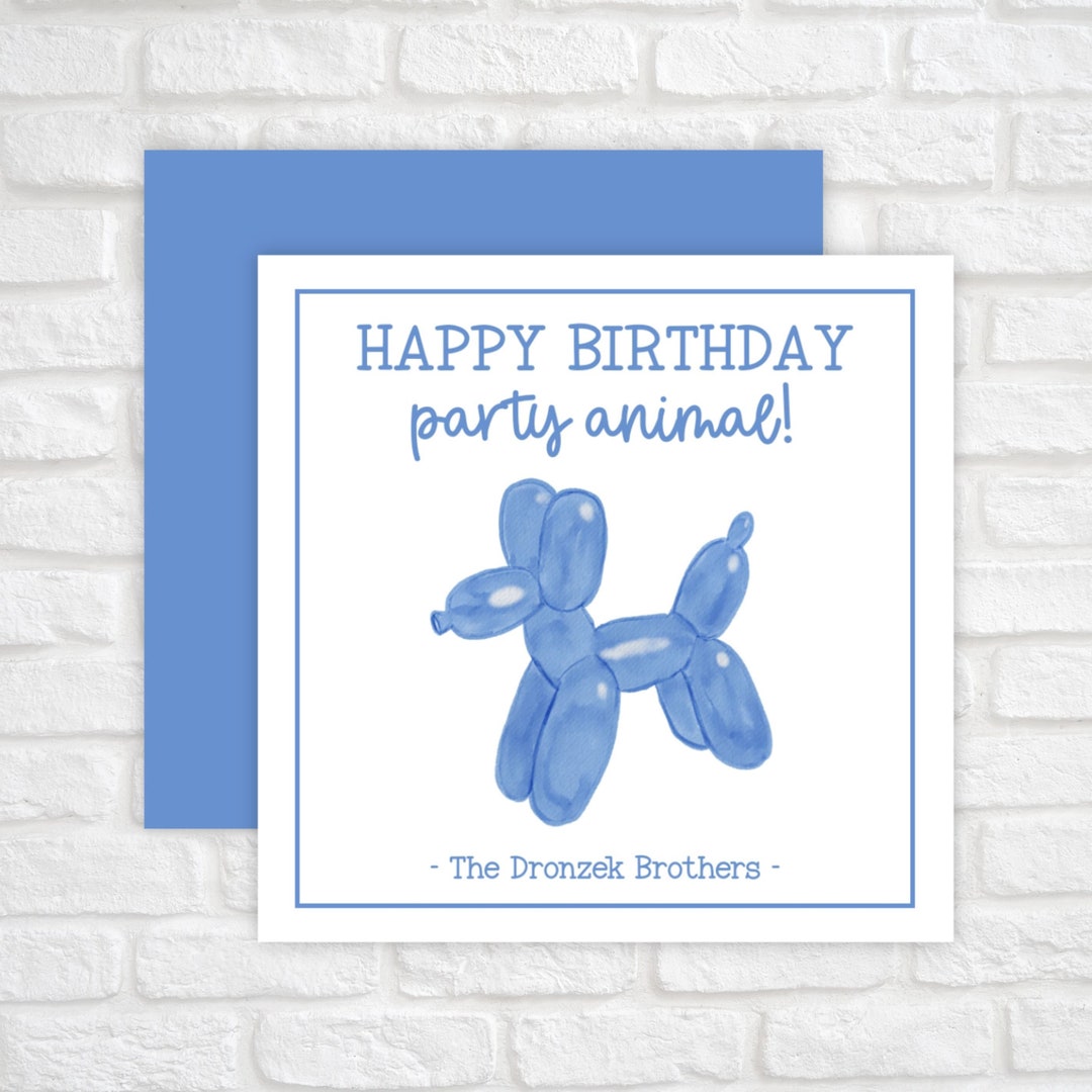 Printable Happy Birthday Gift Tags, Balloon Animal Gift Tags, Kids ...