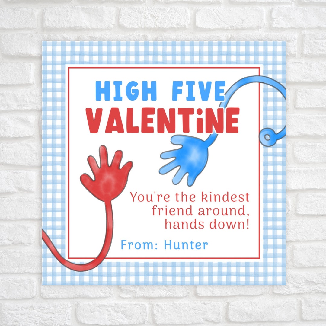 Printable Valentine Cards for Kids, Sticky Hands Valentine Tag, High ...