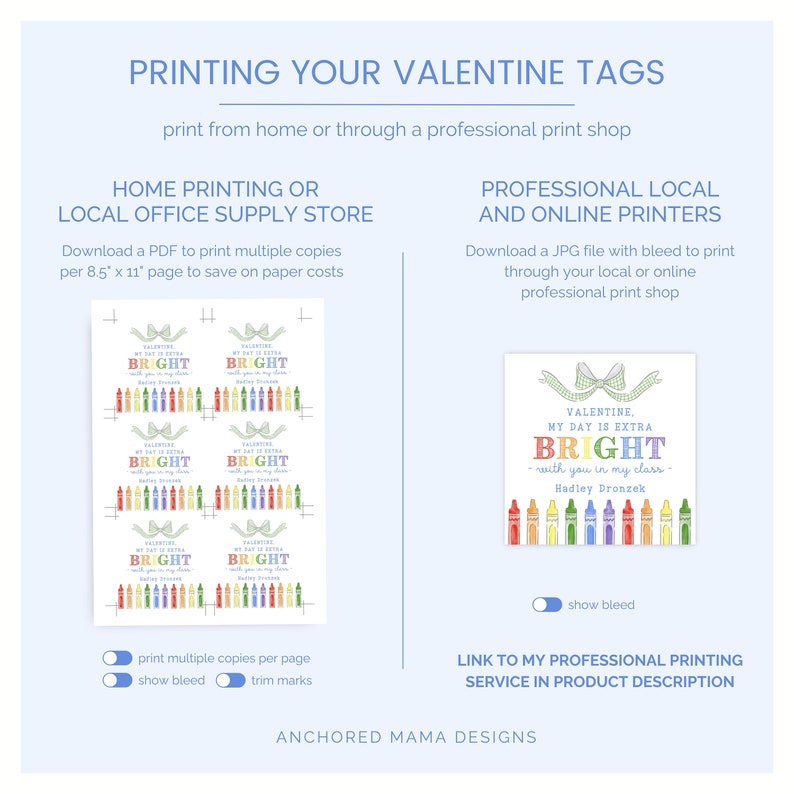 Printable Valentine Cards for Kids, Crayon Valentine Gift Tag Template ...