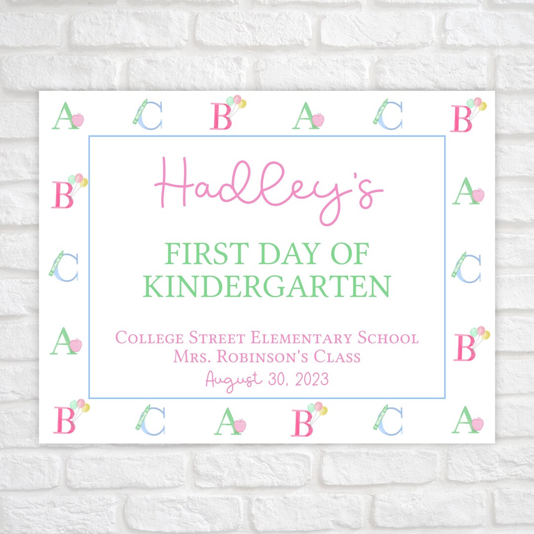 First Day of School Sign Printable, ABC Back to School Sign Printable ...