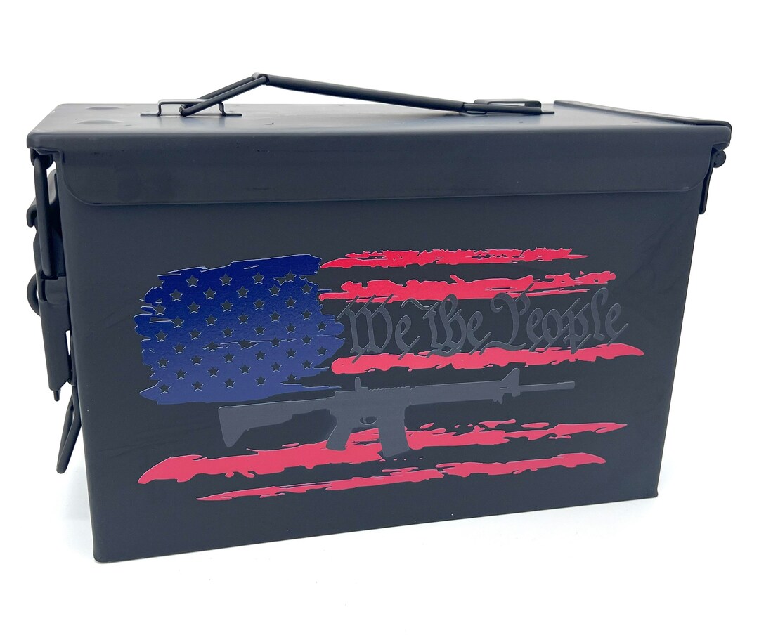 We the People Tattered American Flag 50cal Ammo Can - UV Printed ...