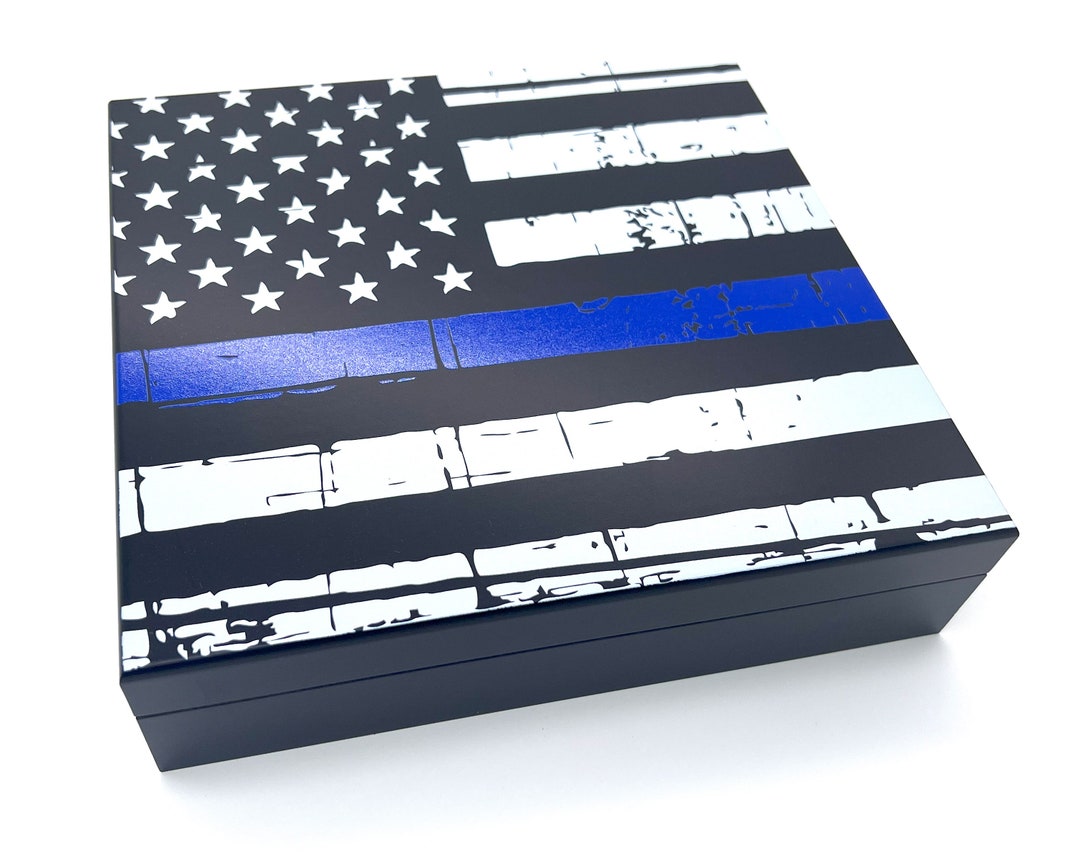 Cigar Humidor Thin Blue Line American Flag UV Printed permanent - Etsy