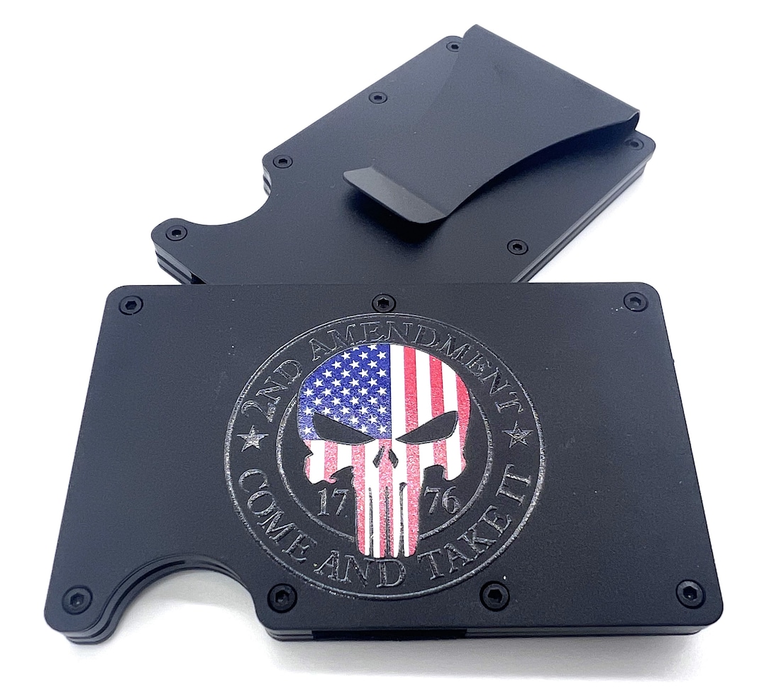 2nd Amendment Come and Take It Punisher Flag RFID Wallet and Money Clip ...