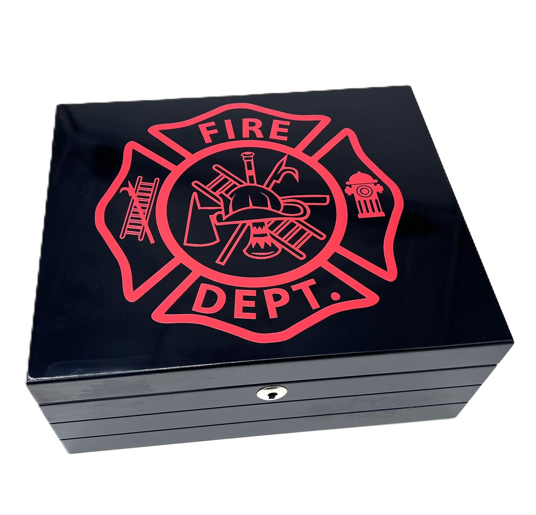 Cedar Lined Keepsake Box | Firefighter Fire Department Emblem UV ...