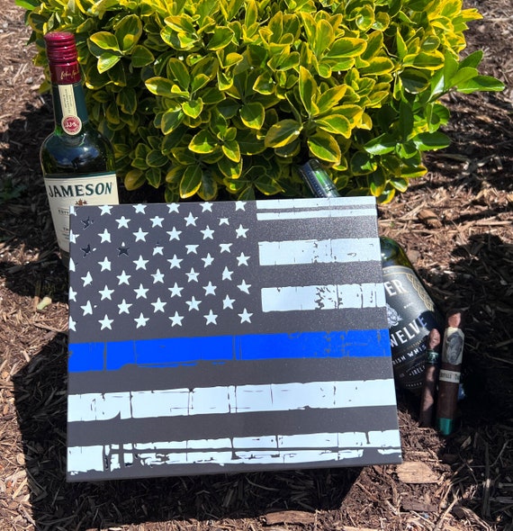 Cigar Humidor Thin Blue Line American Flag UV Printed - Etsy