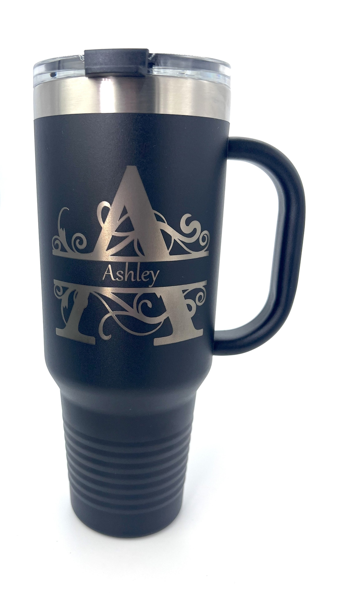 Custom Name Monogram Initial 40oz Tumbler With Handle Stanley Style ...