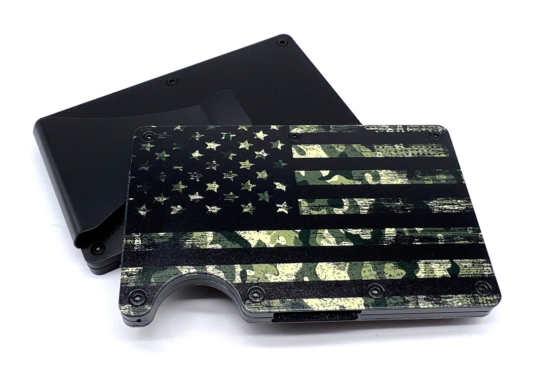 American Camo Flag RFID Wallet and Money Clip | UV Printed | Black - Etsy