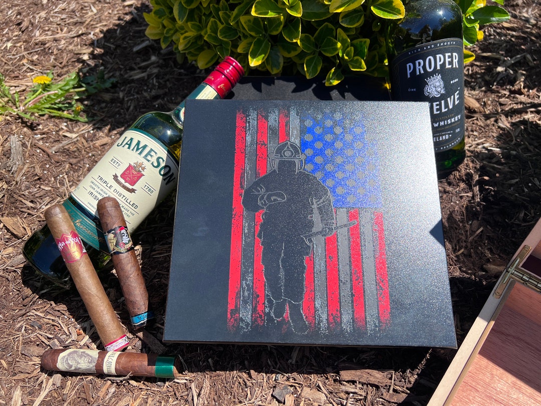 Cigar Humidor Firefighter American Flag UV Printed permanent - Etsy