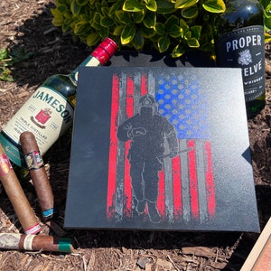 Cigar Humidor Firefighter American Flag UV Printed permanent - Etsy