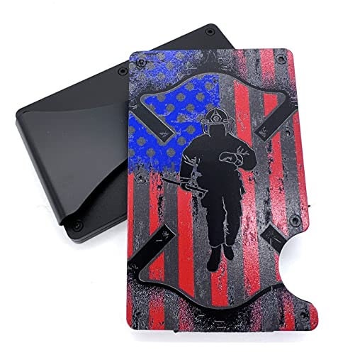 Firefighter and Emblem American Flag RFID Wallet and Money Clip UV ...