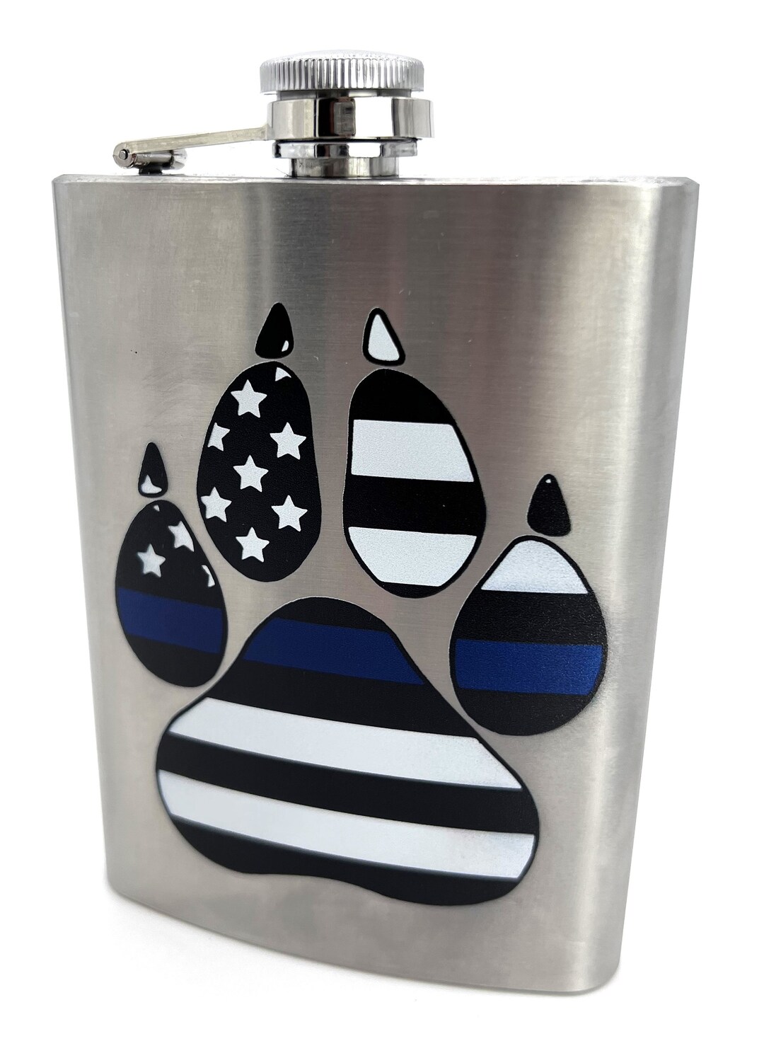 Thin Blue Line Flag K9 Paw Print 8oz. Flask UV Printed - Etsy