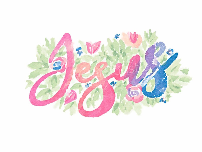 Jesus typography calligraphy script spring lettering The | Etsy