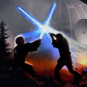 Death Star Sunset Canvas Print, Anakin Vs Obi-wan Kenobi Canvas Art ...