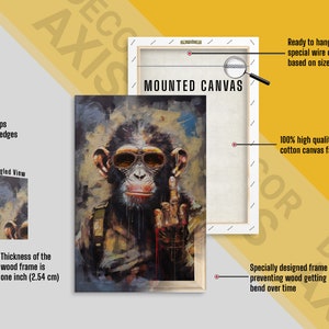 Monkey Middle Finger Canvas Print, Monkey Artwork, Monkey Wall Art ...