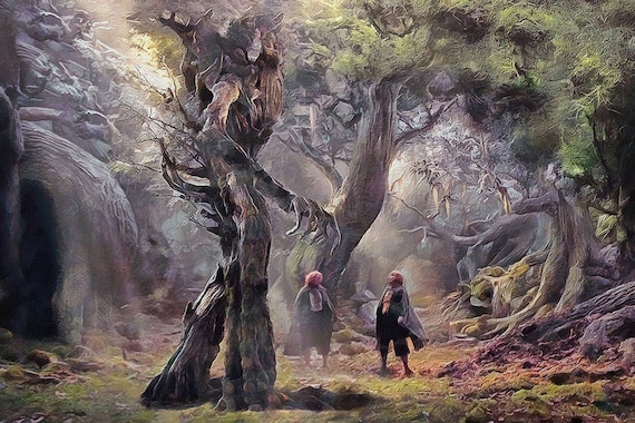 Treebeard and Hobbits Canvas Print LOTR Art LOTR Print LOTR | Etsy