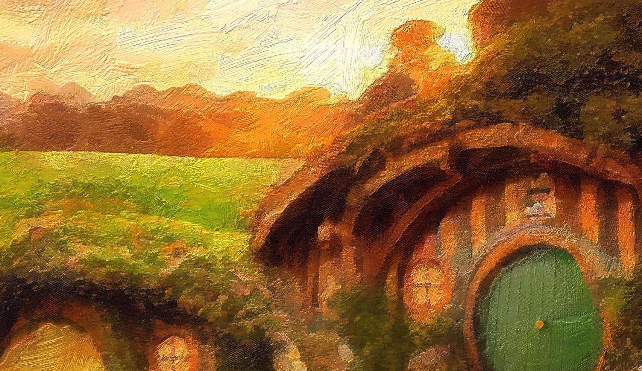 The Shire Canvas Print, Hobbiton Canvas Print, LOTR Art, LOTR Print ...