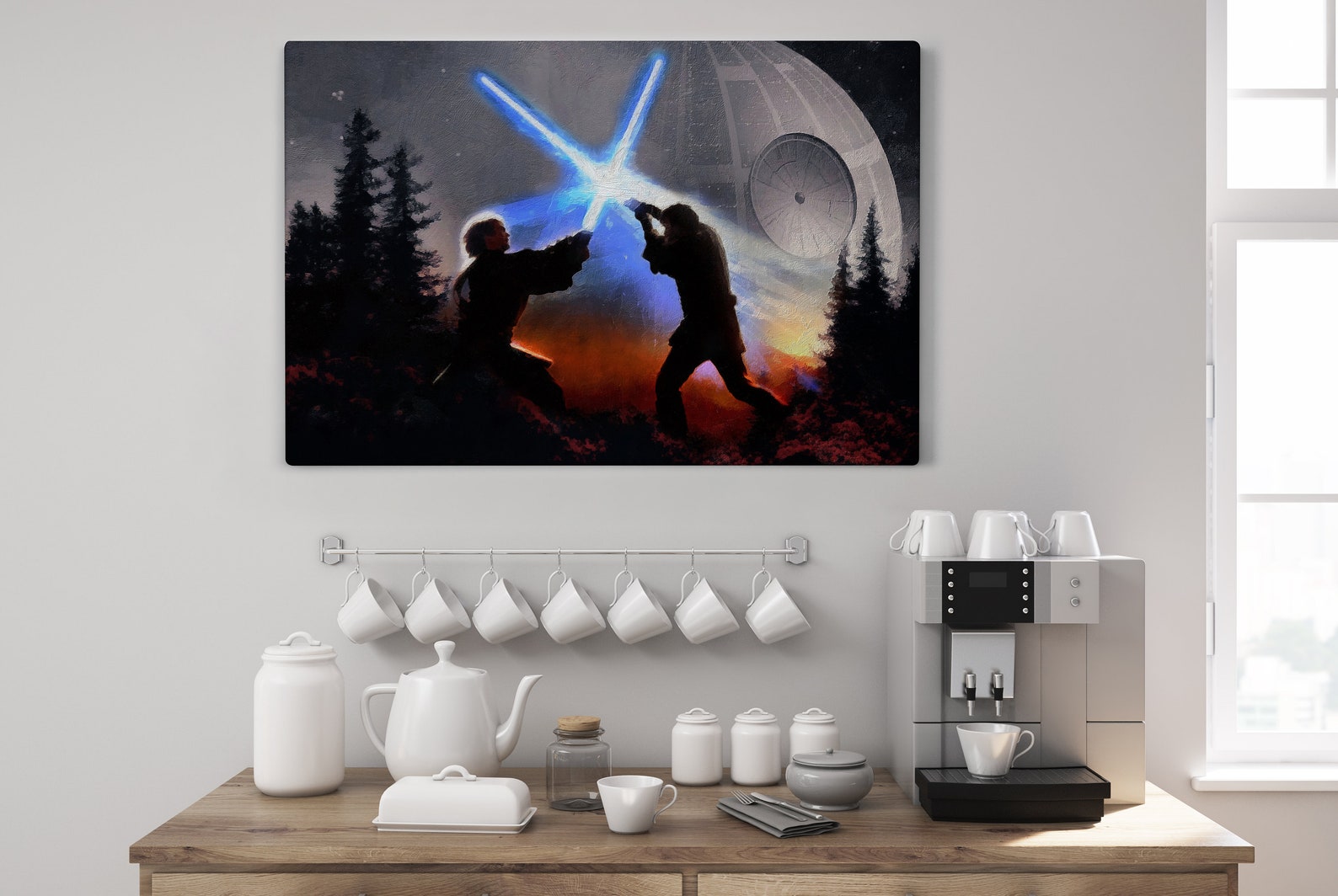 Death Star Sunset Canvas Print Anakin vs Obi-Wan Kenobi | Etsy