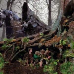 Hobbits Hiding From Black Rider Canvas Print, LOTR Art, LOTR Print ...