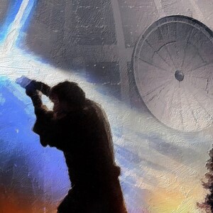 Death Star Sunset Canvas Print, Anakin Vs Obi-wan Kenobi Canvas Art ...