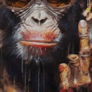 Monkey Middle Finger Canvas Print, Monkey Artwork, Monkey Wall Art ...