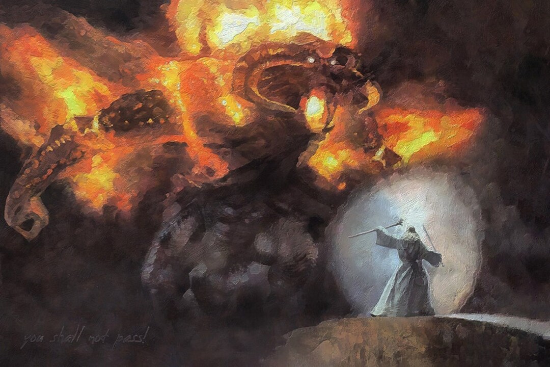 Gandalf Vs Balrog Canvas Print, LOTR Art, LOTR Print, LOTR Gift - Etsy