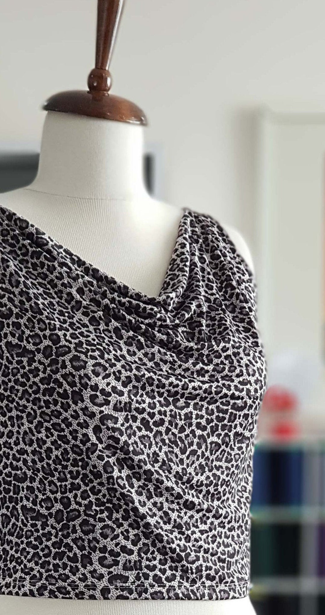 Leopard Print Tango Top: Cowl Neck Drape Dance Top - Etsy