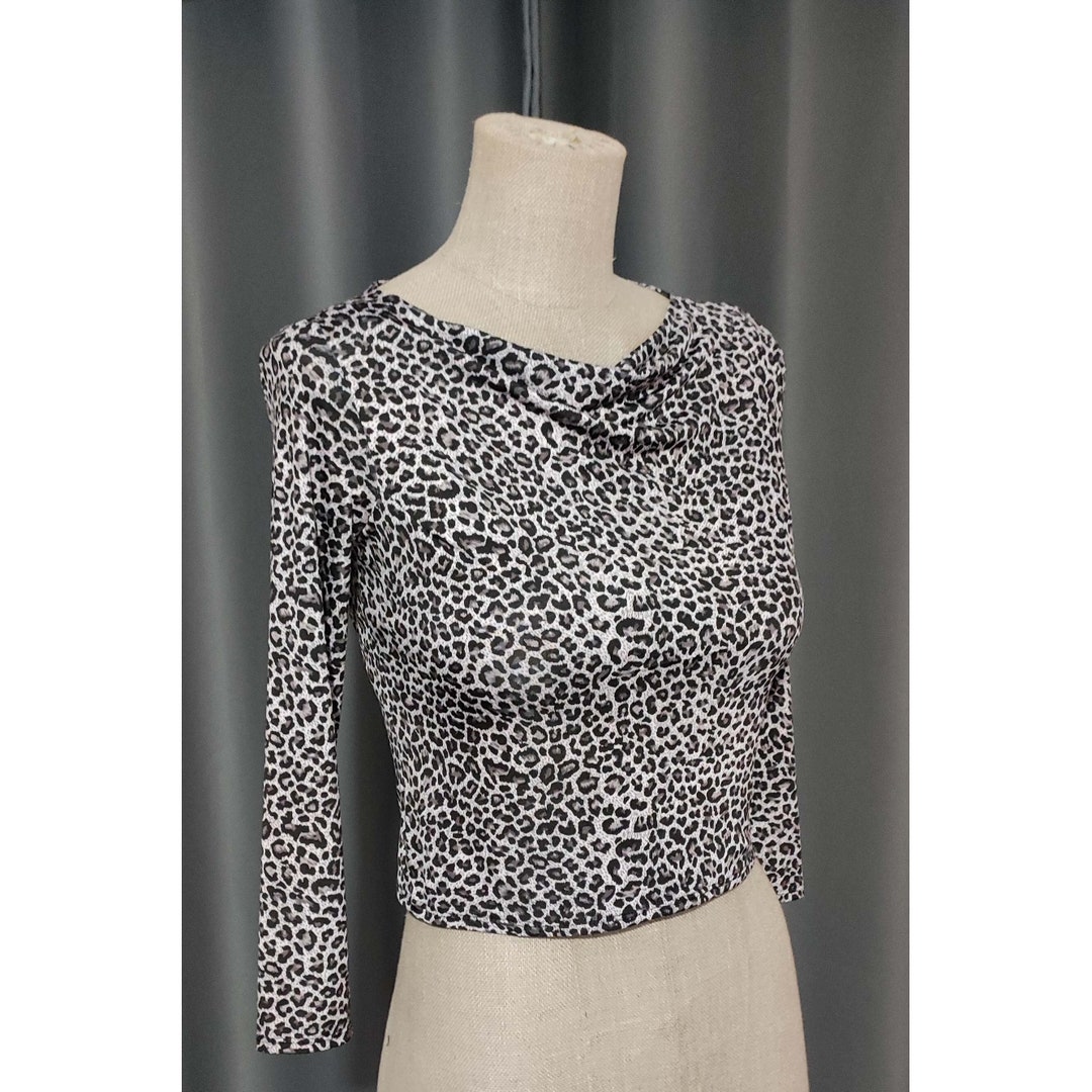 Tango Top Natalia With Sleeve Leopard Fabric Cowl Neck Top - Etsy
