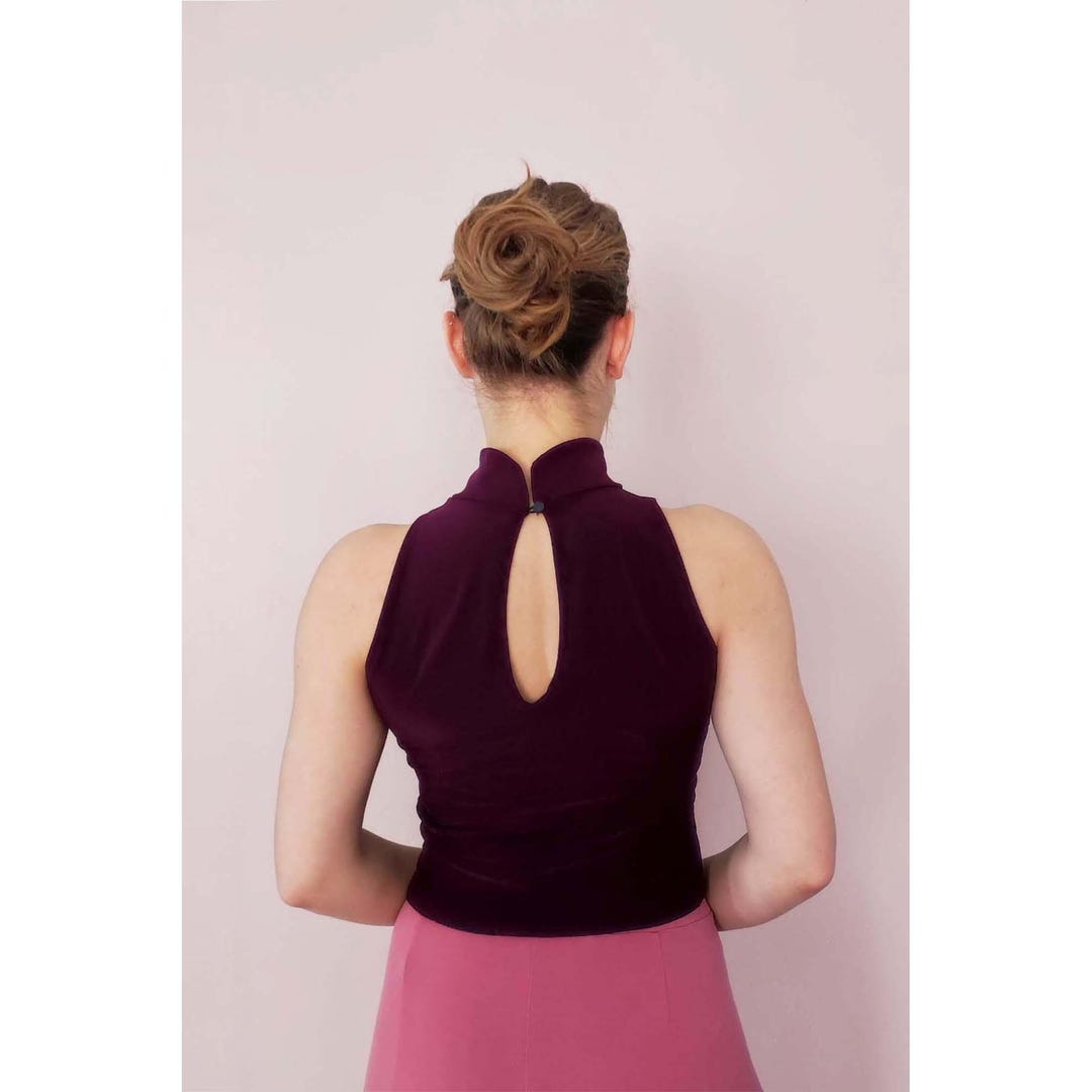 Collared Jersey Top With Back Button Closure, Untangomas - Optional ...