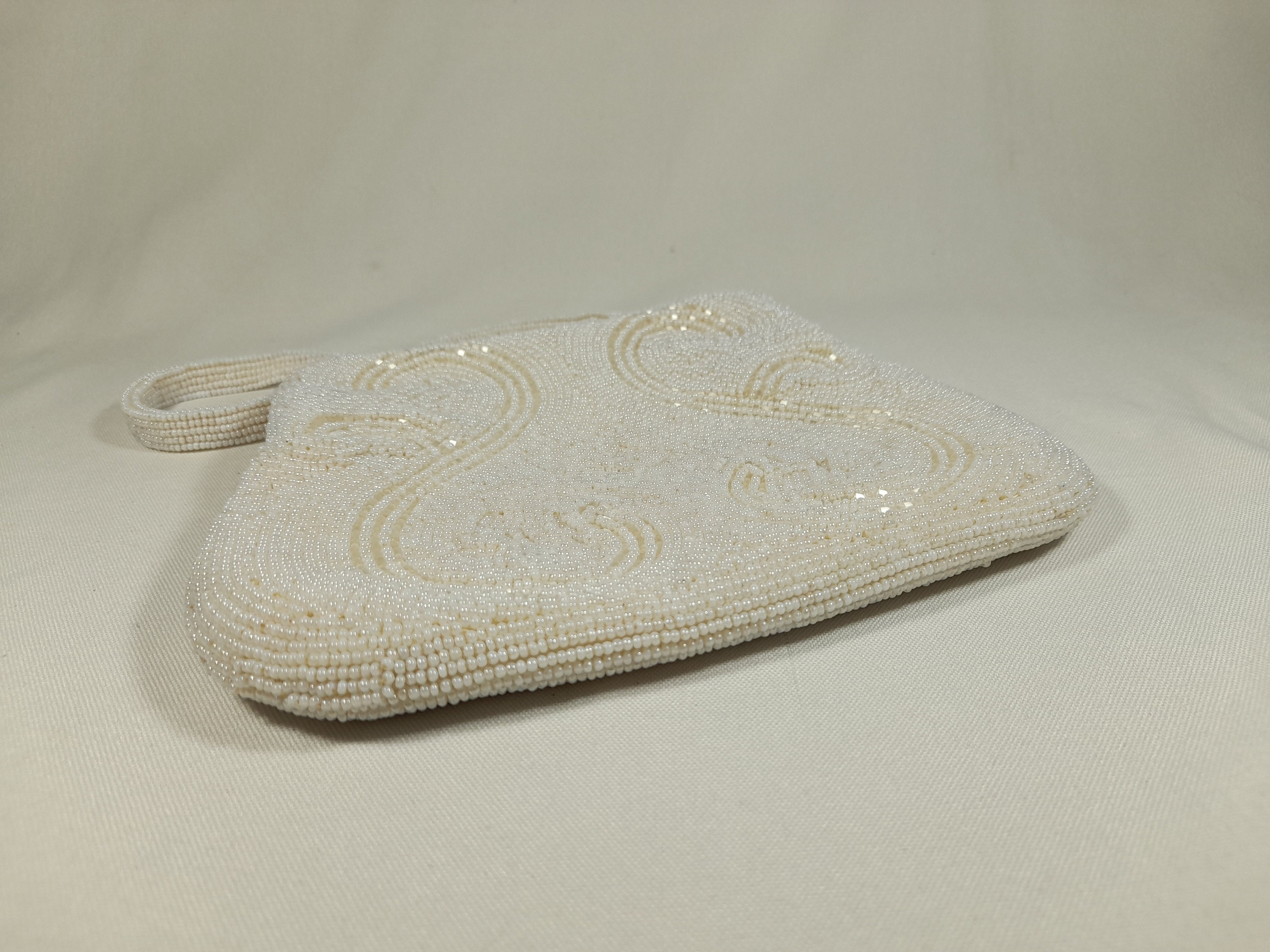 Vintage 50's Japanese Bridal Purse, White Purse, Beaded Marriage Purse ...