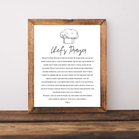 Impresión de oración del chef oración imprimible cristiano | Etsy