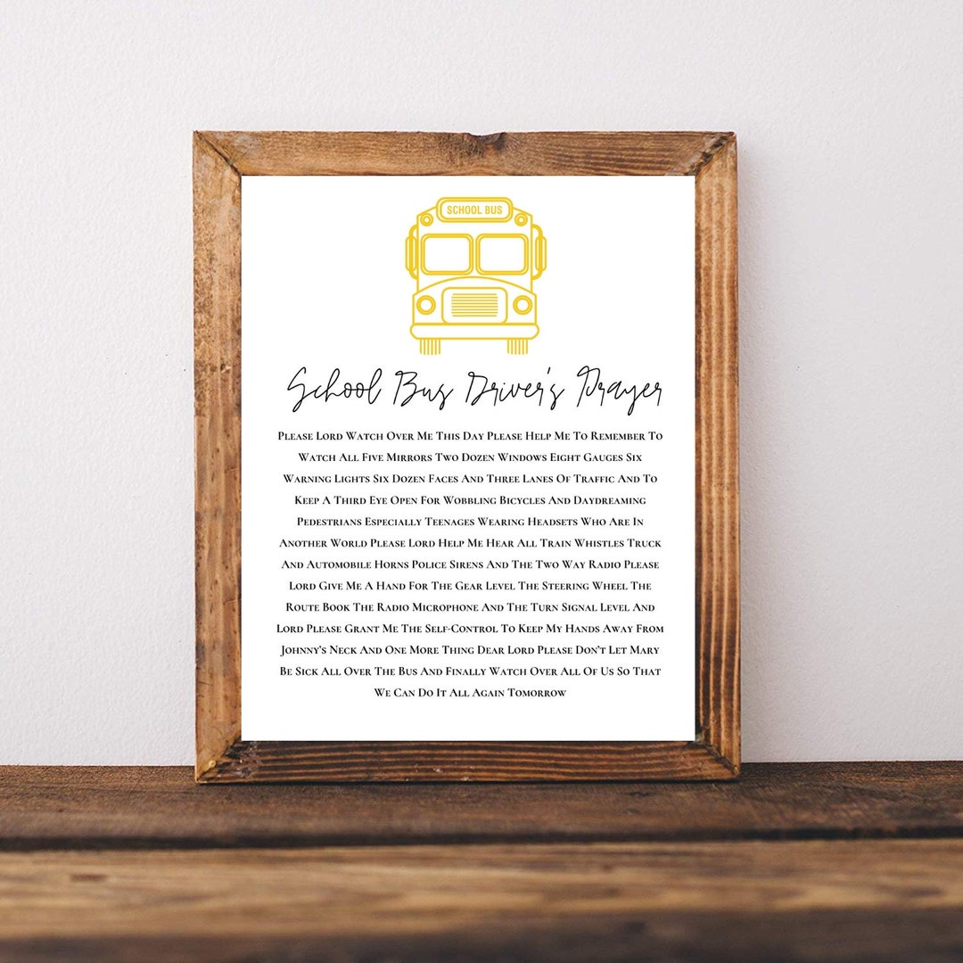 School Bus Driver Prayer Print, Prayer Printable, Christian Printable ...