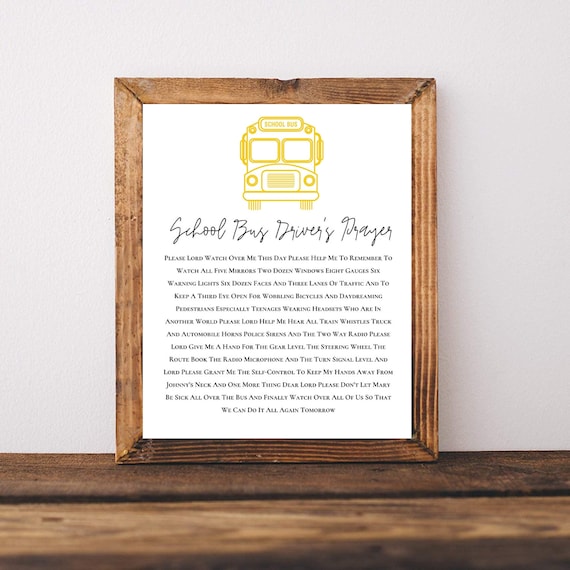 School Bus Driver Prayer Print Prayer Printable Christian | Etsy