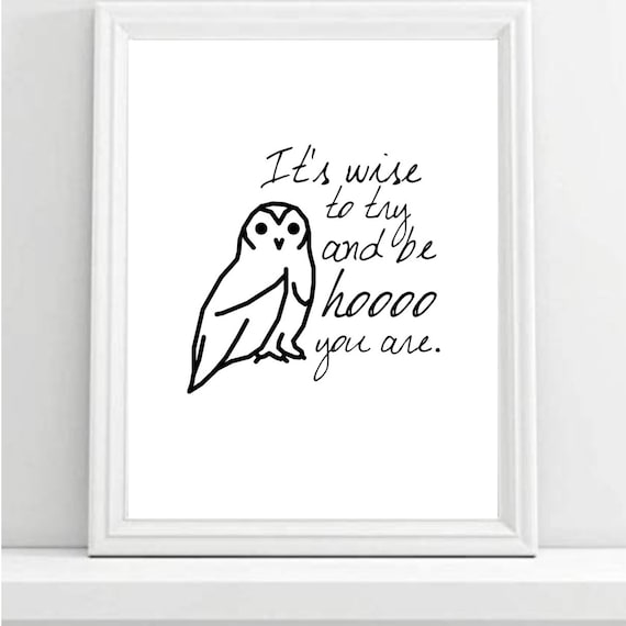 Wise Owl Print Printable Owl Printable Quote Wall Art Home | Etsy