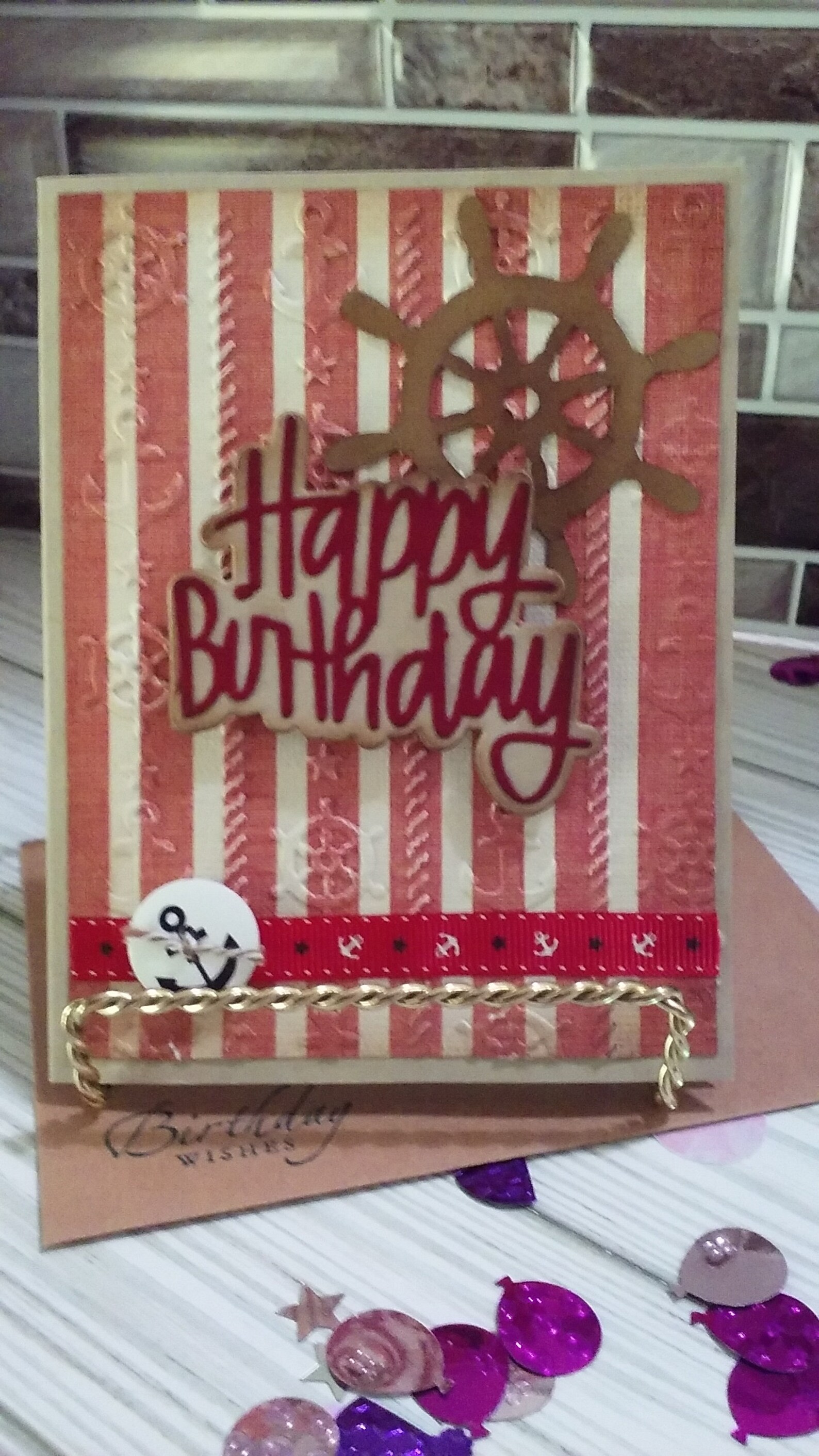 Nautical Birthday Card, Handmade, Hand Stamped, Masculine Card, Card ...