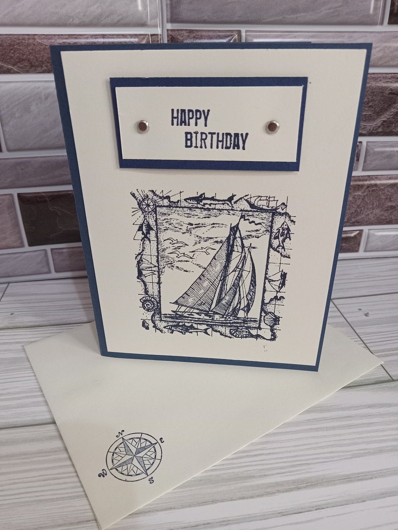 Nautical Birthday Card, Masculine Card, Card for Sailor, Card With ...